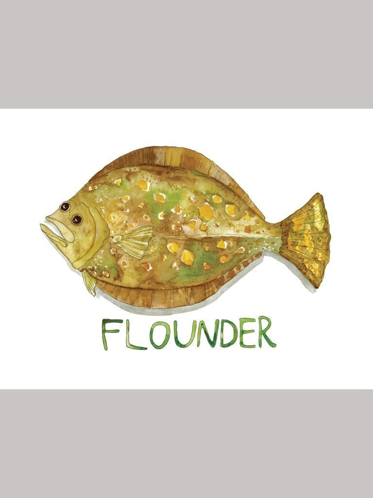 fish-flounder-watercolor-art-print-marcella-kriebel-illustration_864 ...