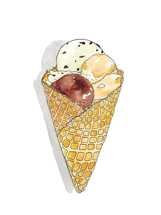 ice-cream-waffle-cone-illustrated-art-print-marcella-kriebel ...
